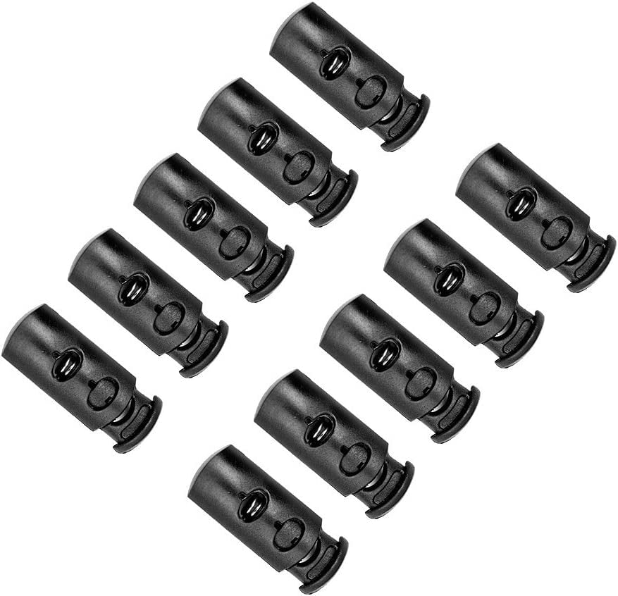 50 Pcs Black Plastic Toggle Double Hole Spring Loaded Elastic ...