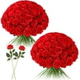 50 Pcs Black/Red Roses, Artificial Flowers Bulk,Long Stem Roses Bouquet ...