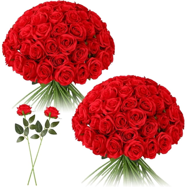 50 Pcs Black/Red Roses, Artificial Flowers Bulk,Long Stem Roses Bouquet ...