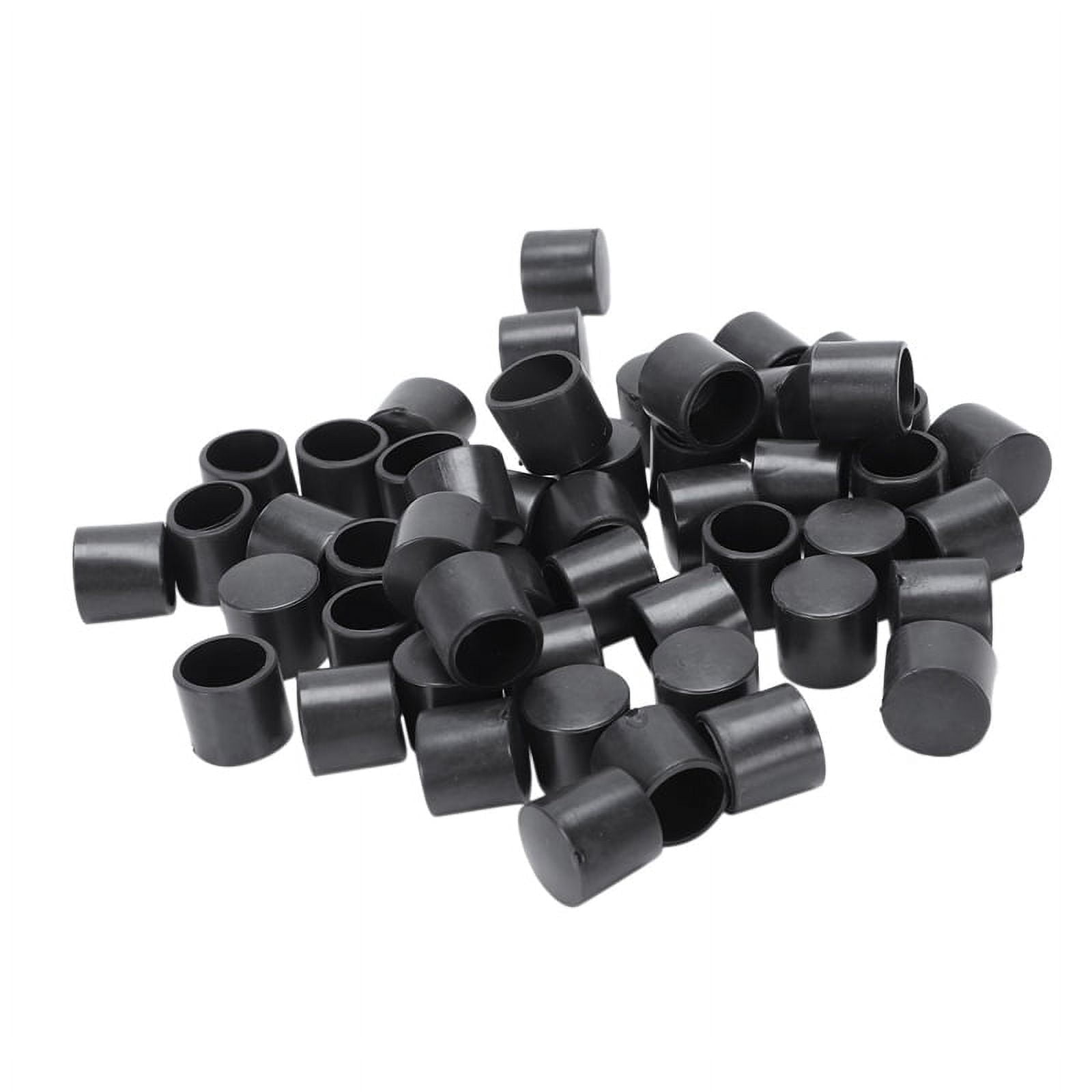 50 Pcs Black Rubber PVC Flexible Round End Cap Round 12mm Foot Cover ...