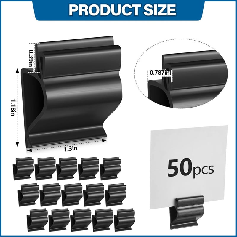 50 Pcs Black Sign Clip Food Tray Label Holder Plastic Buffet Food Label ...