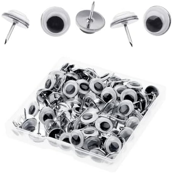 50 Pcs Black Thumb Tacks, Flat Thumb Tacks, Black Wiggle Googly Eye ...