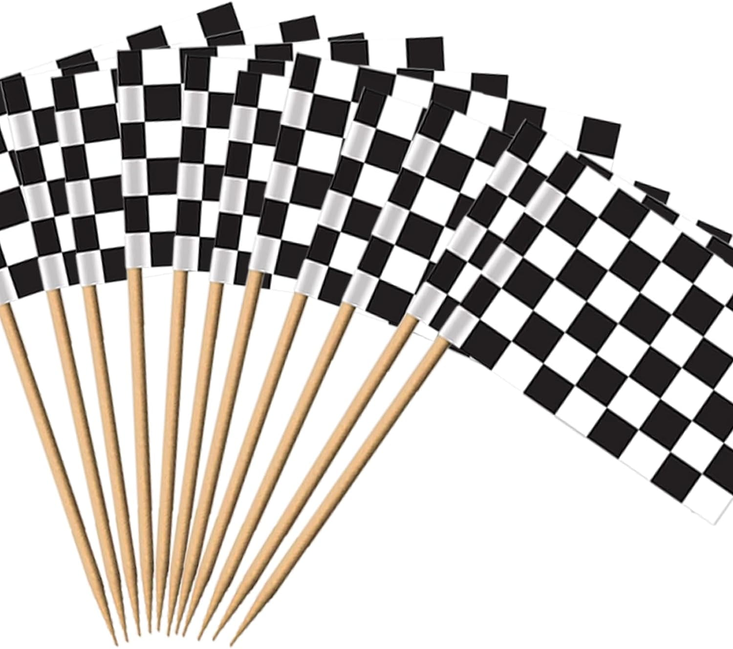 50 Pcs Black and White Chequered Flag Cupcake Picks, Checkered Racing ...