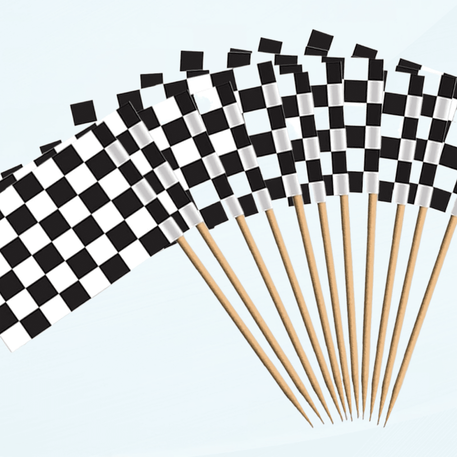 50 Pcs Black and White Chequered Flag Cupcake Picks, Checkered Racing ...
