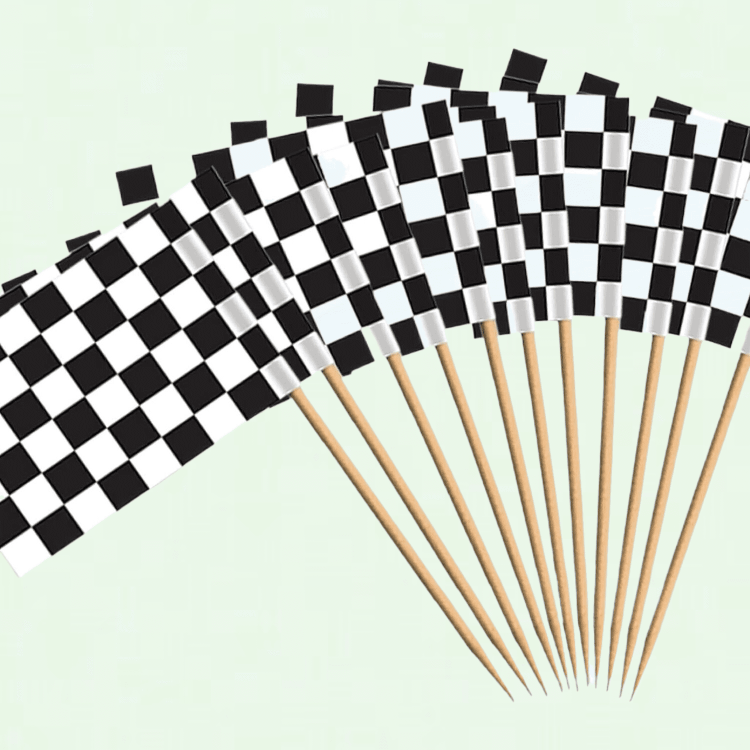 50 Pcs Black and White Checkered Flag Cupcake Picks for Race Car Cake ...