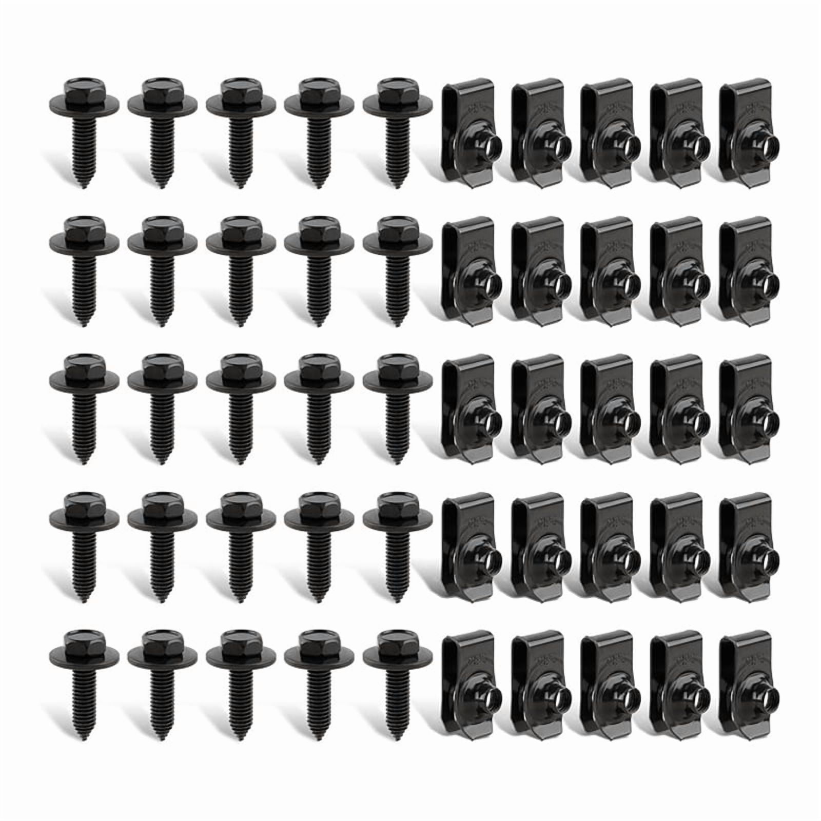 50 Pcs Body Fasteners - 25 Bolts & U-Nut Clips for , Engine Cover ...