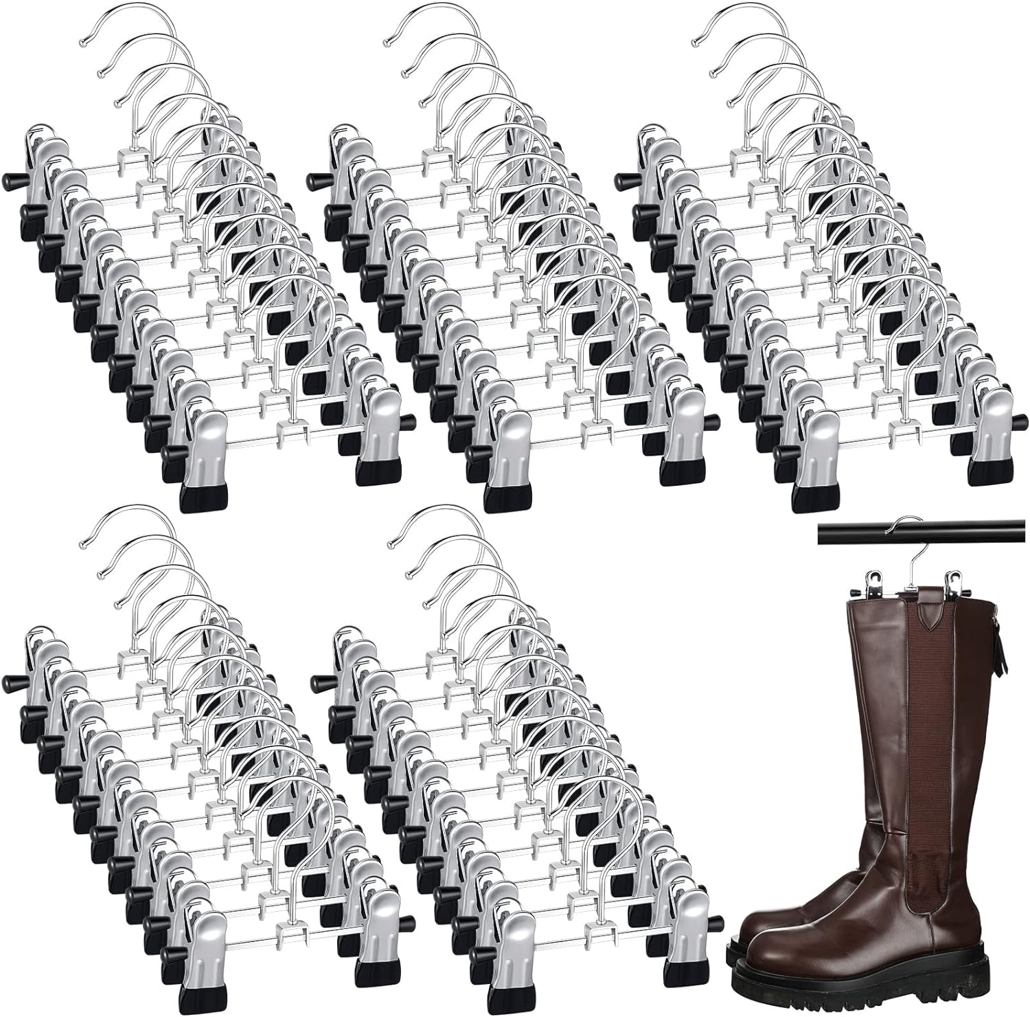 50 Pcs Boot Hangers Double Adjustable Clips Space Saving Pants Travel ...