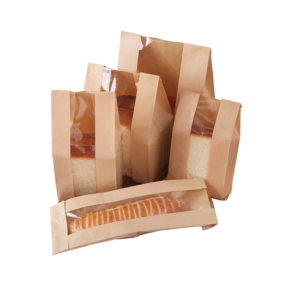 GOOHOCHY Khaki Paper Bags for Storing Things Square Bottom Oil Proof ...