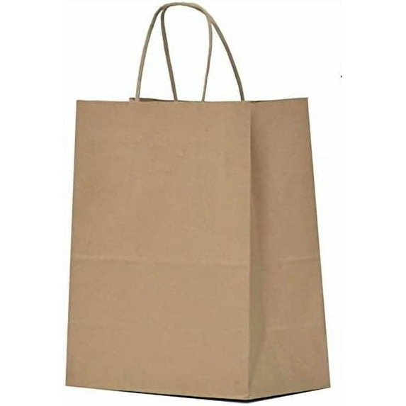 50 Pcs Brown Kraft Paper Shopping Bags 10x5x13 Paper Gift Bags with ...