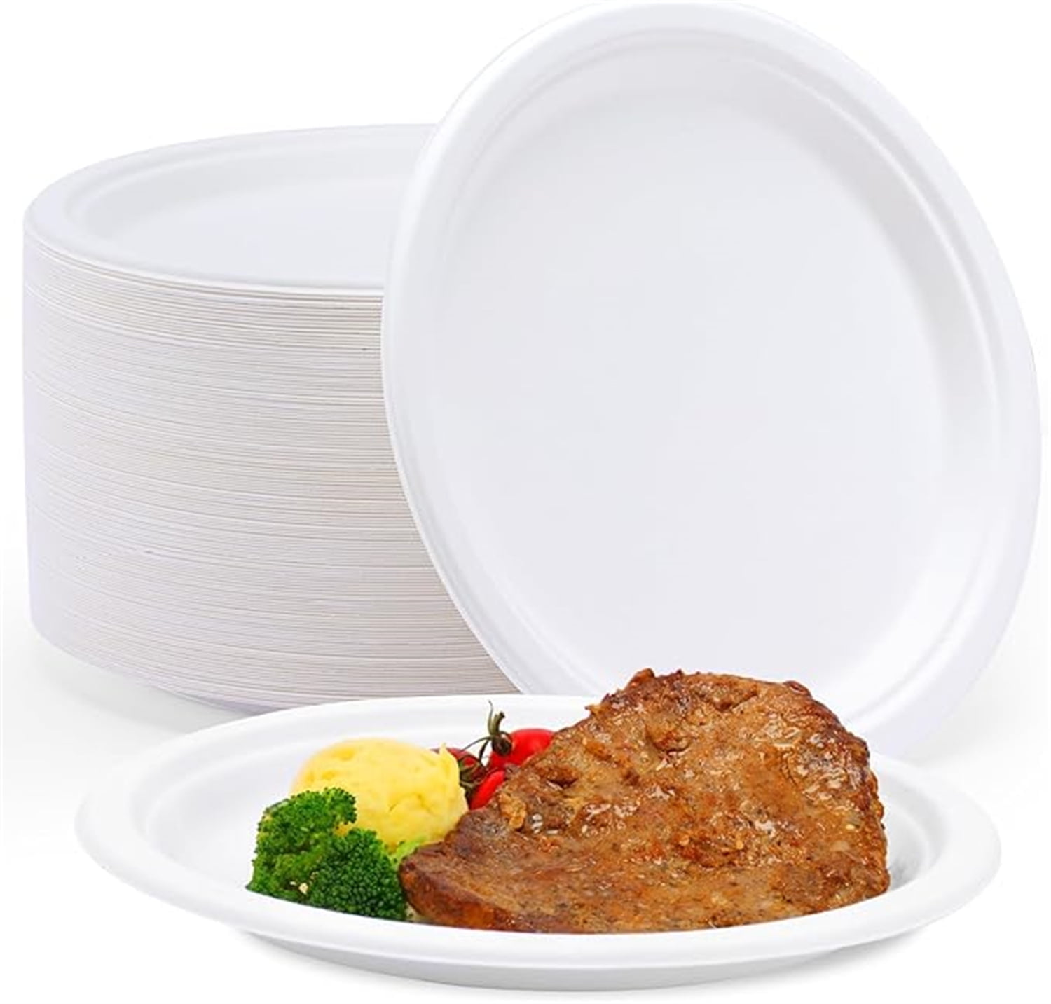 50 Pcs Bulk Paper Plates,Compostable Paper Plates,7 Inch Disposable ...