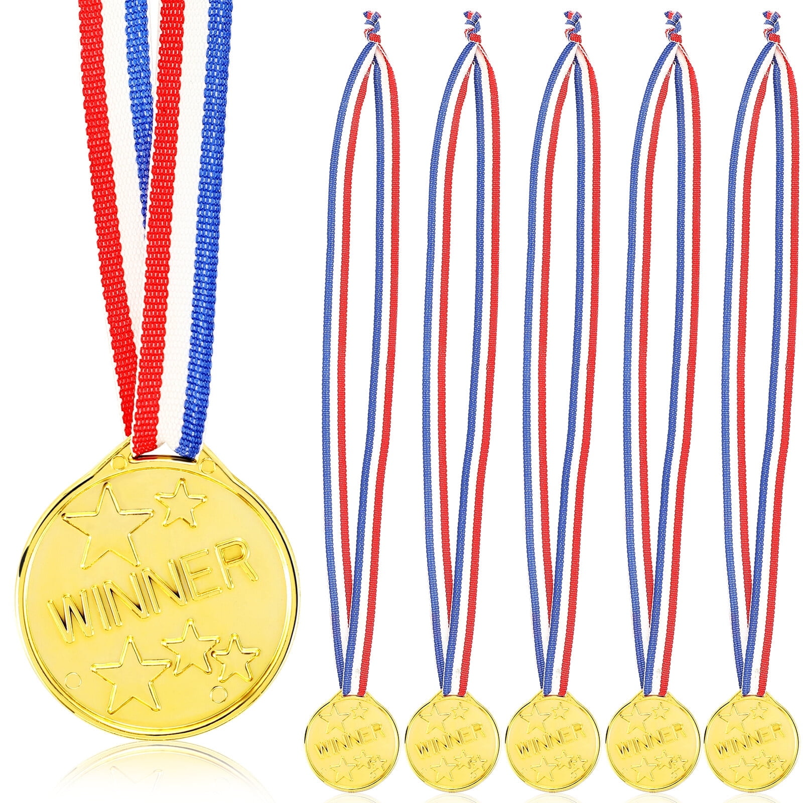 50 Pcs Award Medals Gold Plastic Winner Award Medals with Ribbon ...