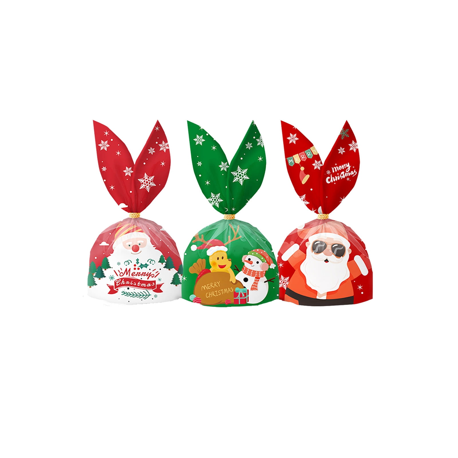 50 Pcs Christmas Candy Bag Christmas Treat Bags Candy Goodies Plastic ...