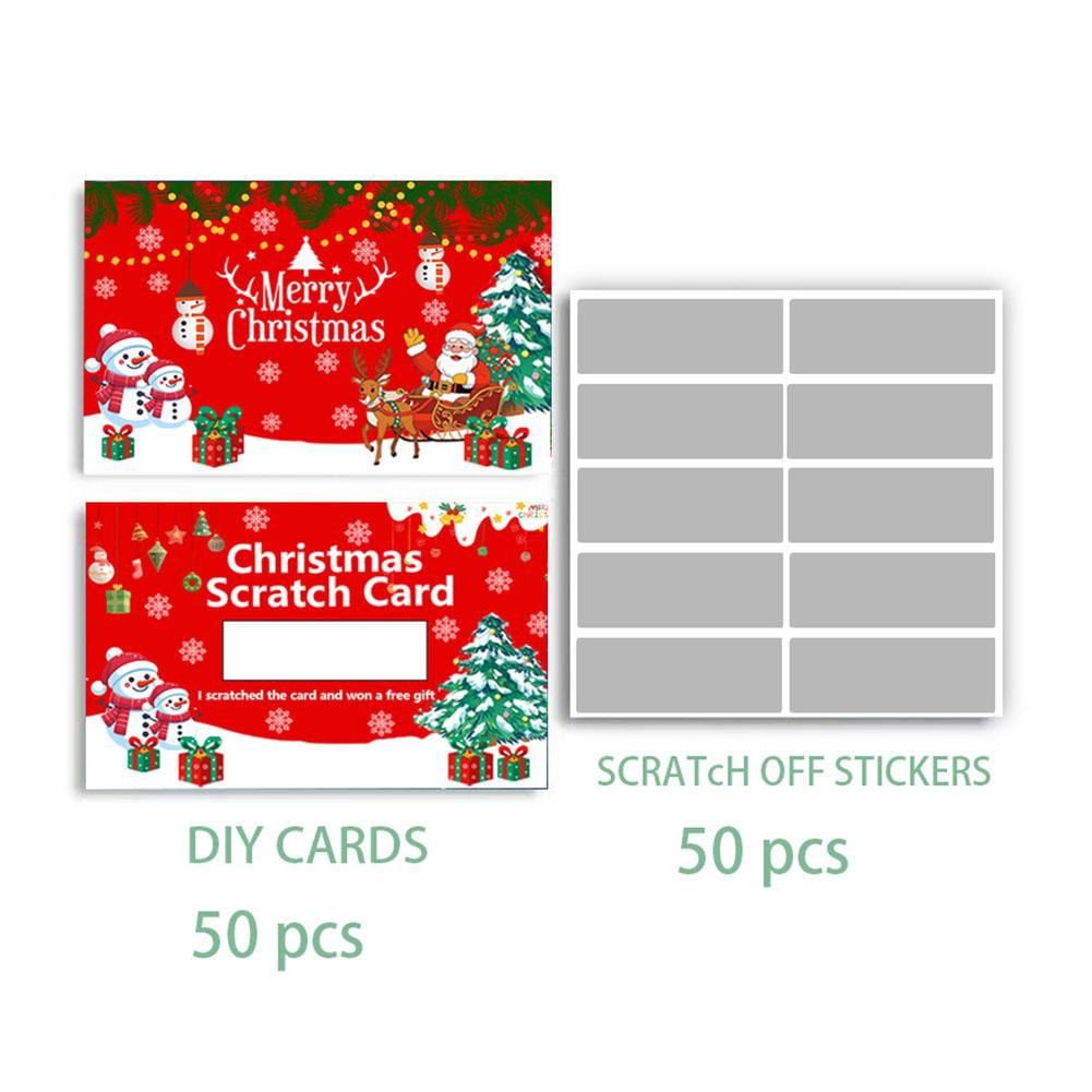 50 Pcs Christmas Scratch Off Cards Stickers, Cute DIY Christmas Scratch ...