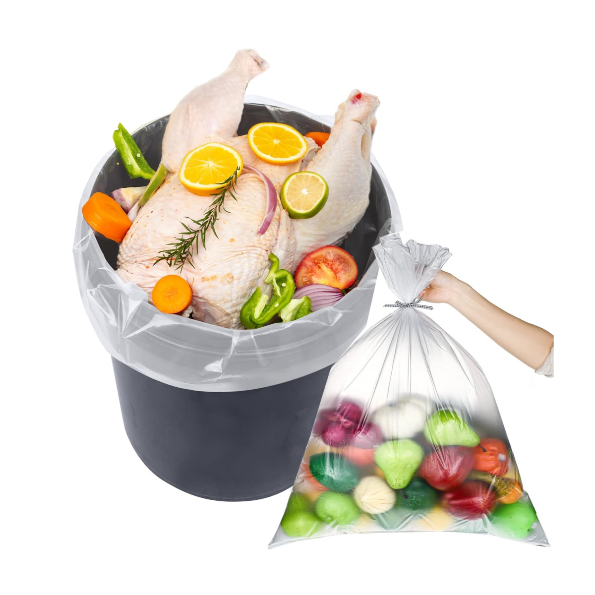 50 Pcs Clear Bucket Liner Bags,29.5x19.7In Food Storage Bags for ...