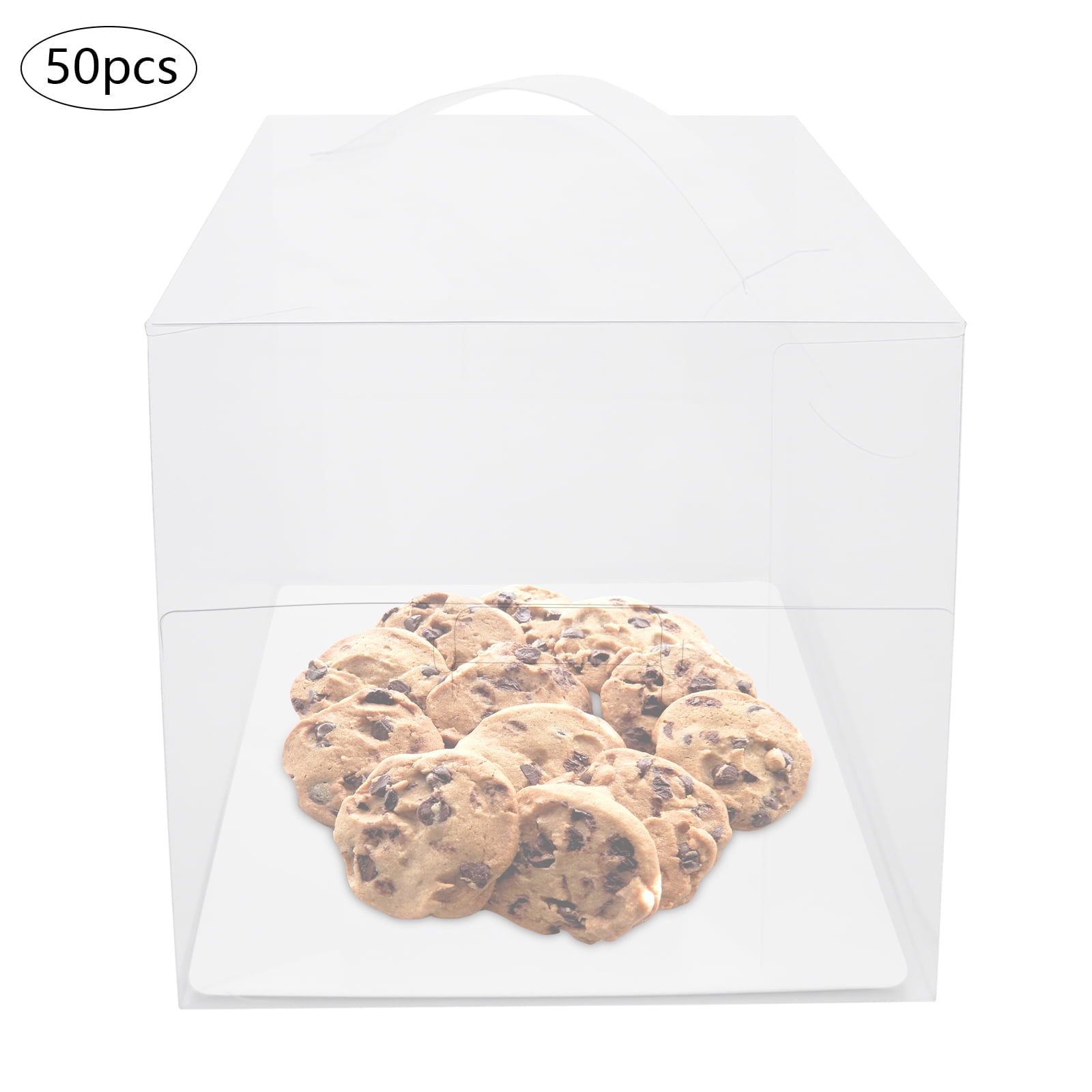 50 Pcs Clear Cake Box, Cake Organizer Carrier Box, Plastic Cake Boxes ...