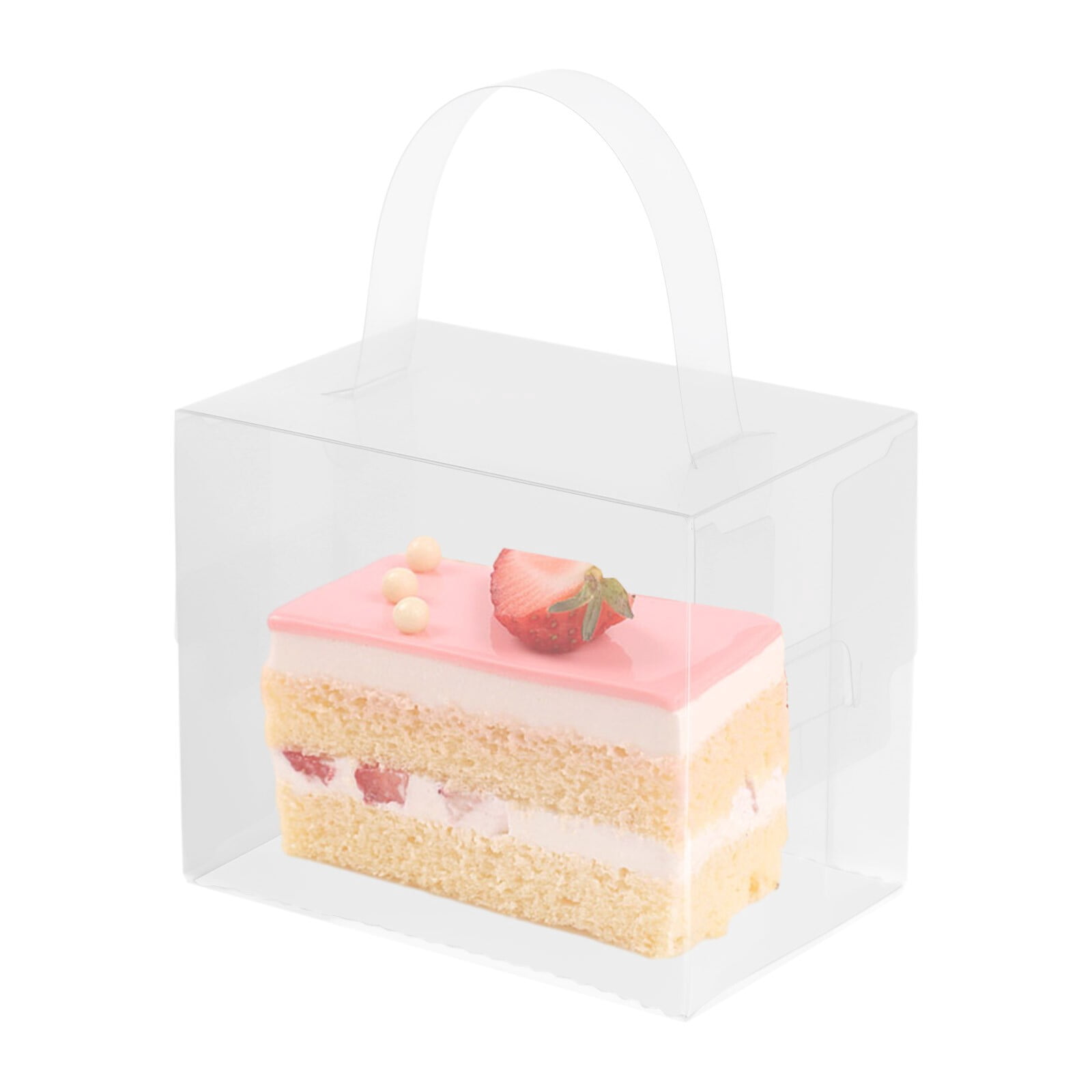 50 Pcs Clear Cake Boxes Plastic Cake Carrier with Lid and Handle for ...