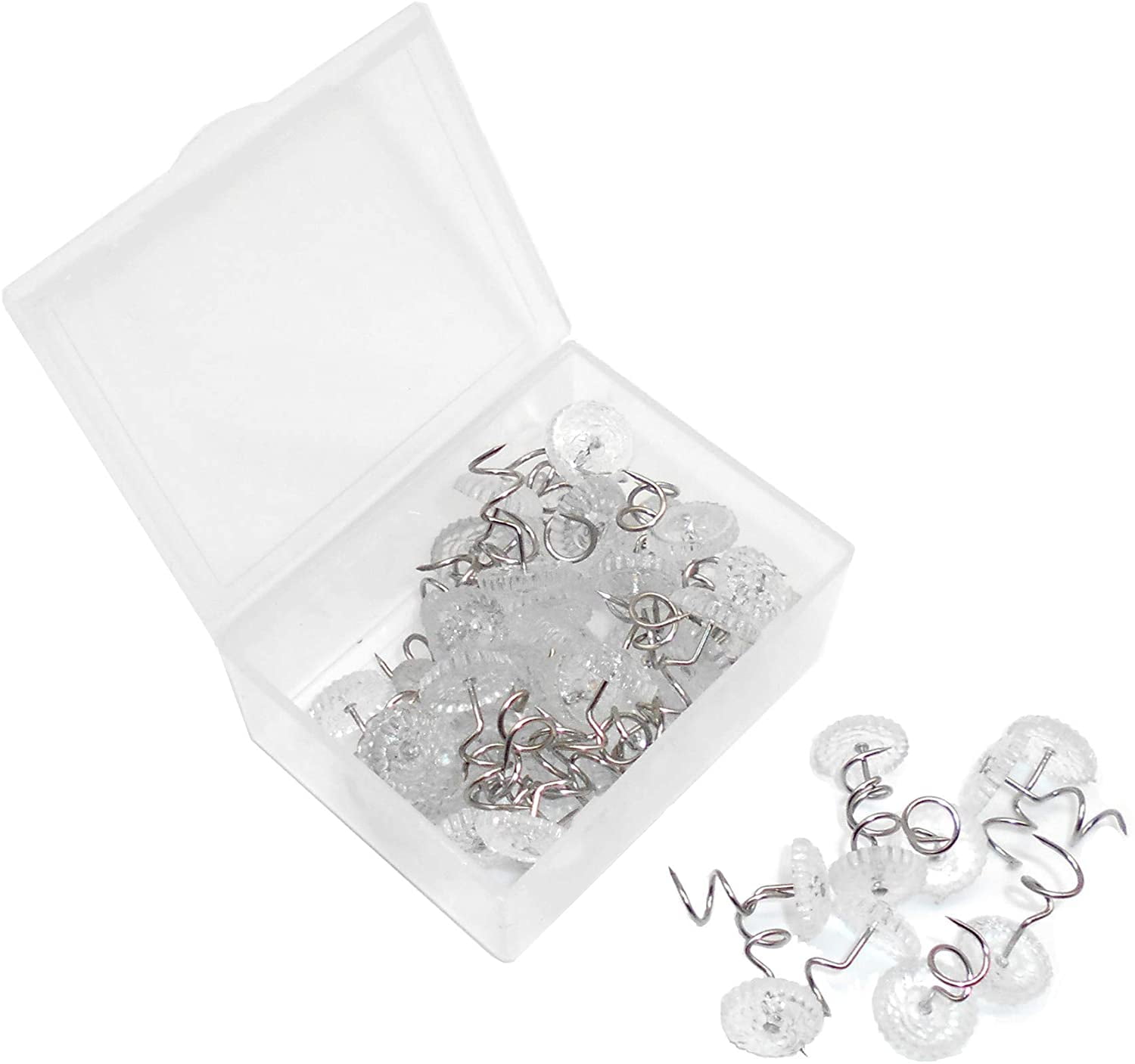 50 Pcs Clear Heads Bed Skirt Twist Pins Push Pins Holds Upholstery ...