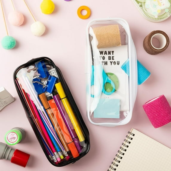 50 Pcs Clear Pencil Pouch Bulk Clear Pencil Case Bag 7.87x 1.38 Inch ...
