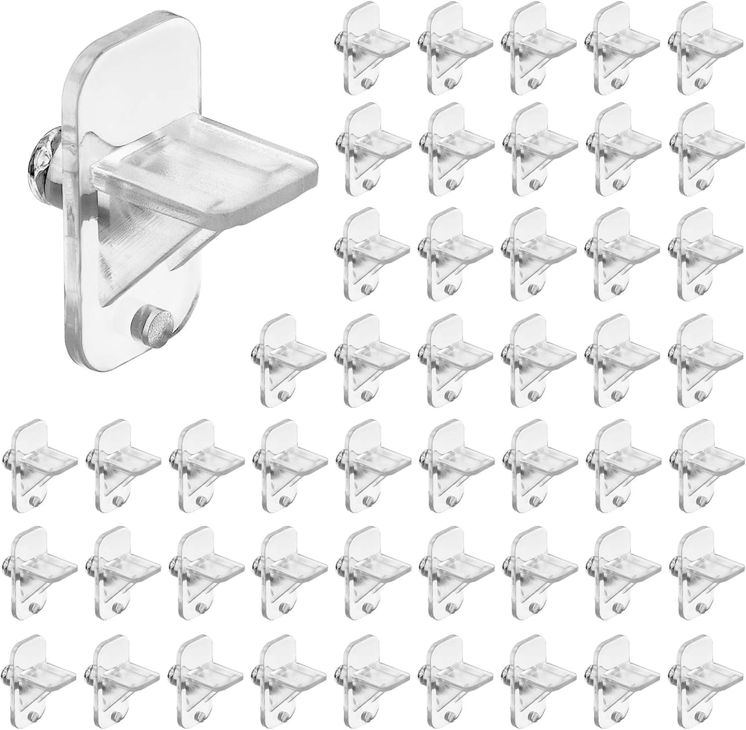 50 Pcs Clear Plastic Cabinet Shelf Holders - 1/4 Inch Pegs for Kitchen ...