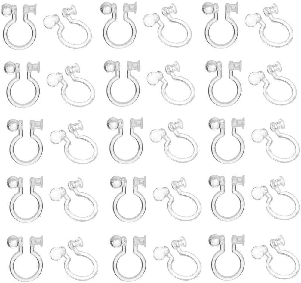 50 Pcs Clear Plastic Clip-on Earring Base Plastic Clear Tiny Stud to ...