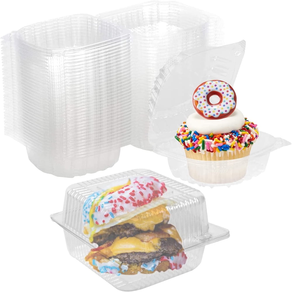 50 Pcs Clear Plastic Hinged Food Container,Take Out Containers ...