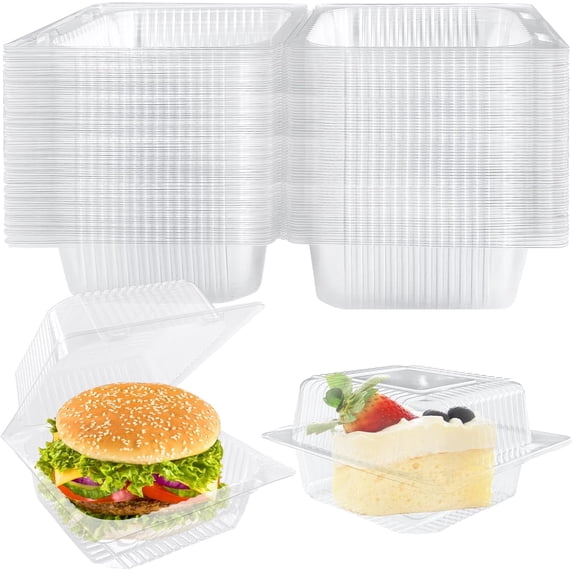 50 Pcs Clear Plastic Take Out Containers,Clear Plastic Square Hinged ...