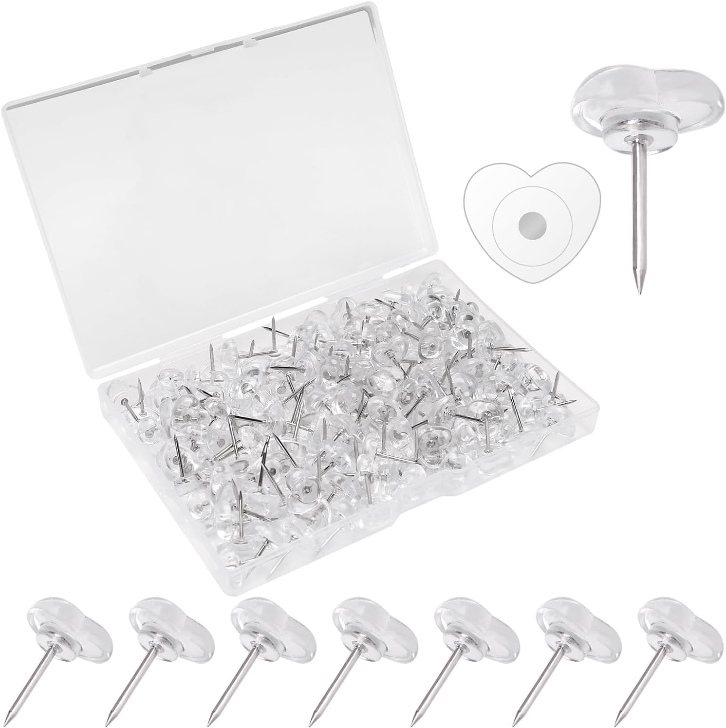 50 Pcs Clear Push pins, Plastic pushpins, Suitable for Office Posters, Postcards, Wall hangings ...