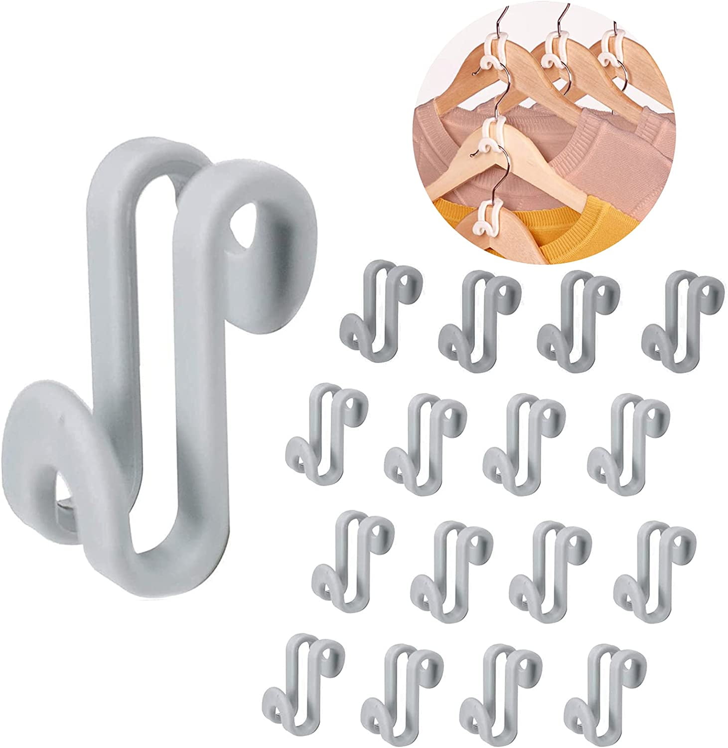 50 Pcs Clothes Hanger Connector Hooks, Space Saving Cascading Hangers ...