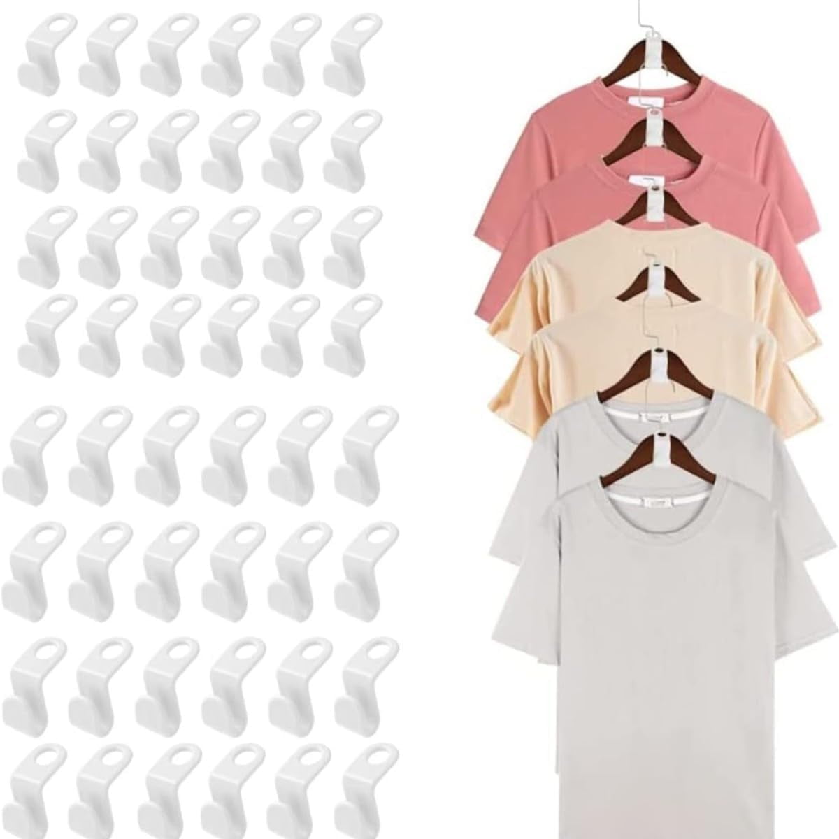 50 Pcs Clothes Hanger Connector Hooks, Space Saving Hanger Connector ...