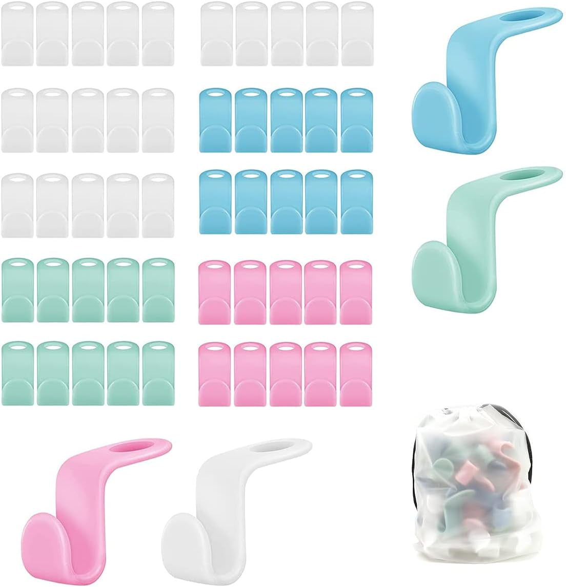 50 Pcs Clothes Hanger Connector Hooks Space Saving Multi Layer ...