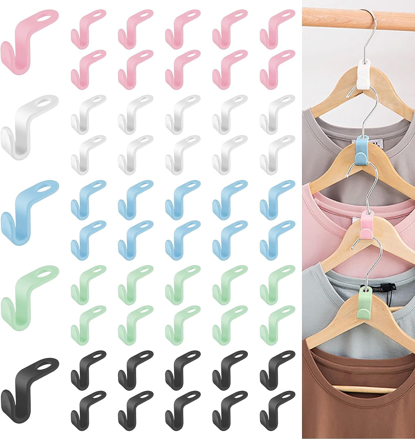 50 Pcs Clothes Hanger Connector Hooks, Super Space Saving Clothes Clips ...