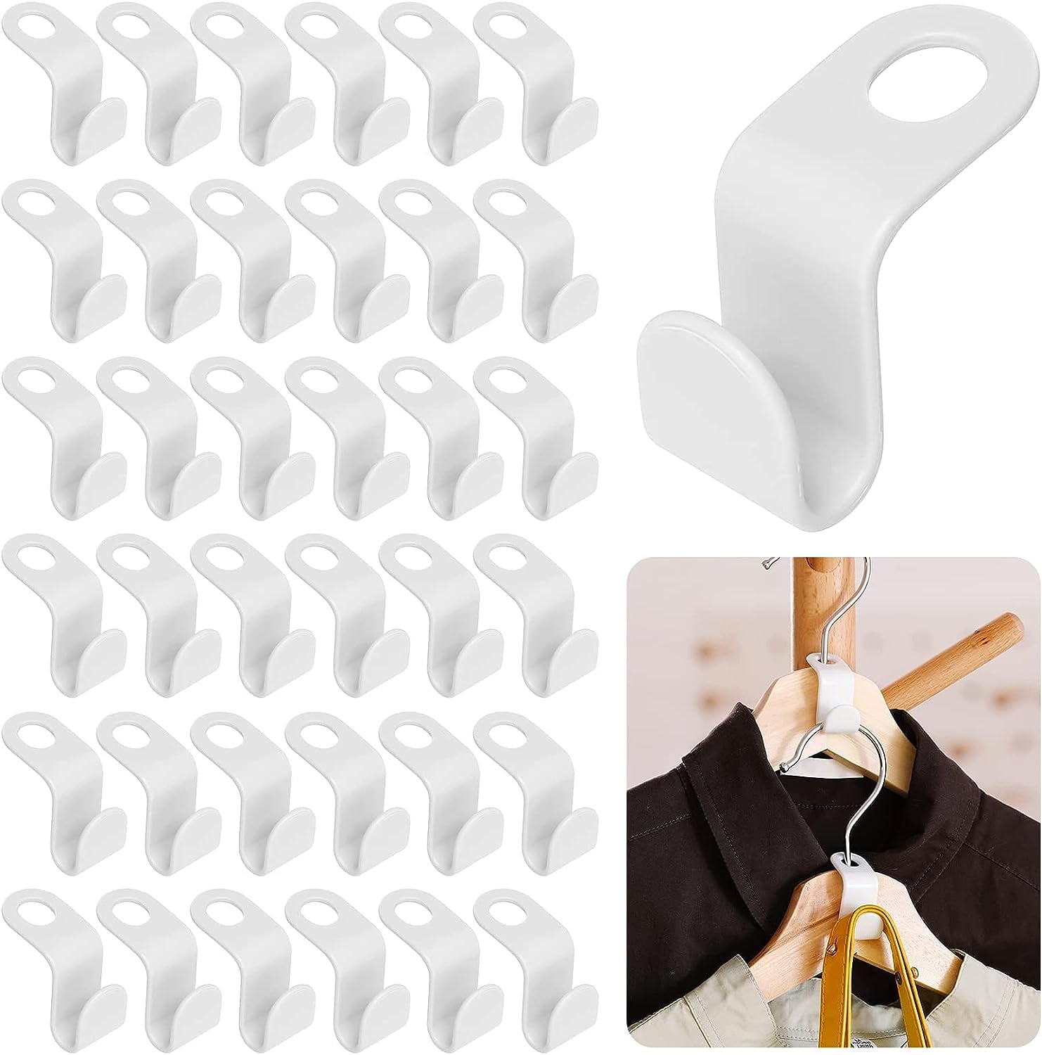 50 Pcs Clothes Hanger Connector Hooks, Super Space Saving Hanger ...
