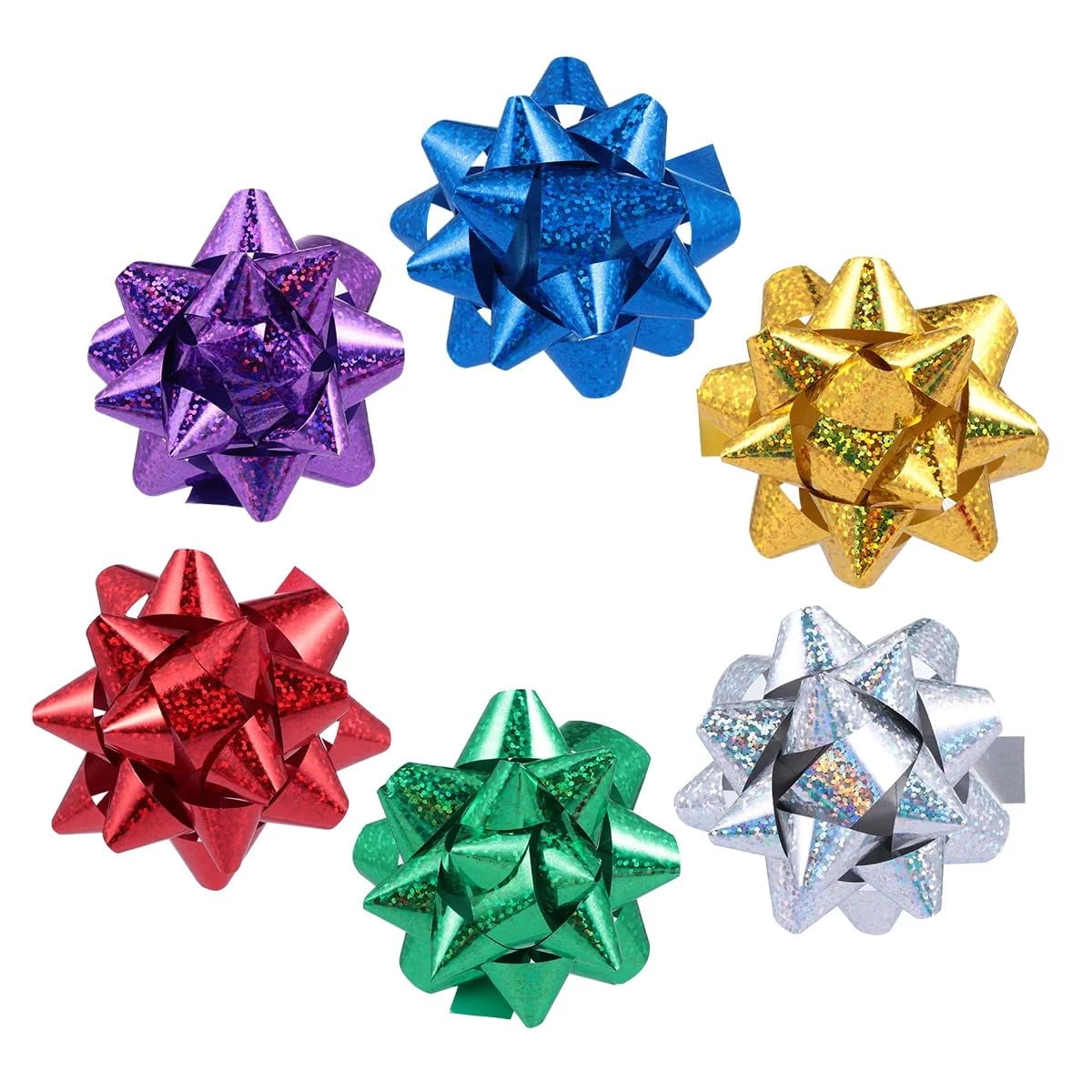50 Pcs Colorful AJH3 1 Inch Gift Bows Mini Christmas Bows Metallic Star ...
