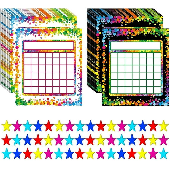 50 Pcs Colorful Reward Chart with 960 Stars Stickers, Classroom ...