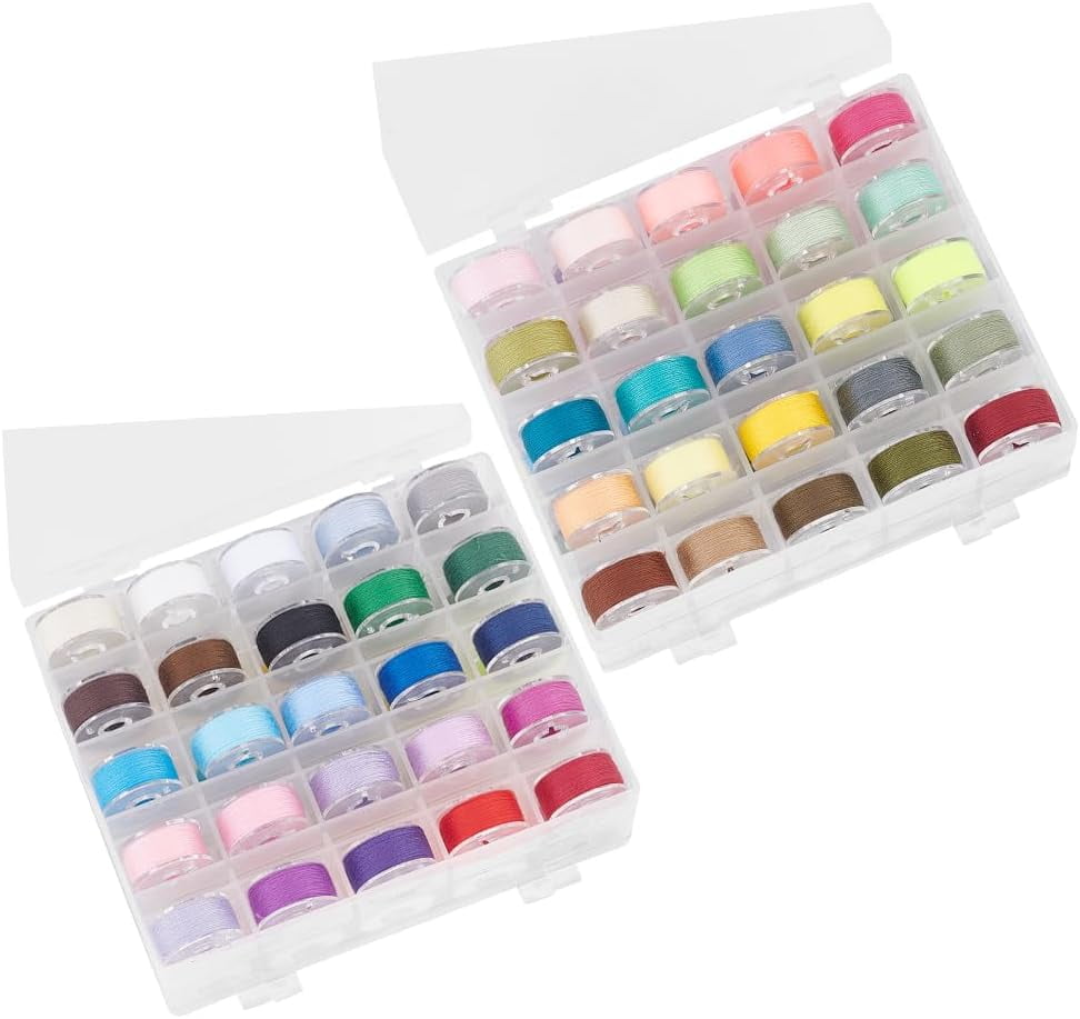 50 Pcs 50 Colors Prewound Bobbin Thread Size A SA156 Colorful Polyester ...