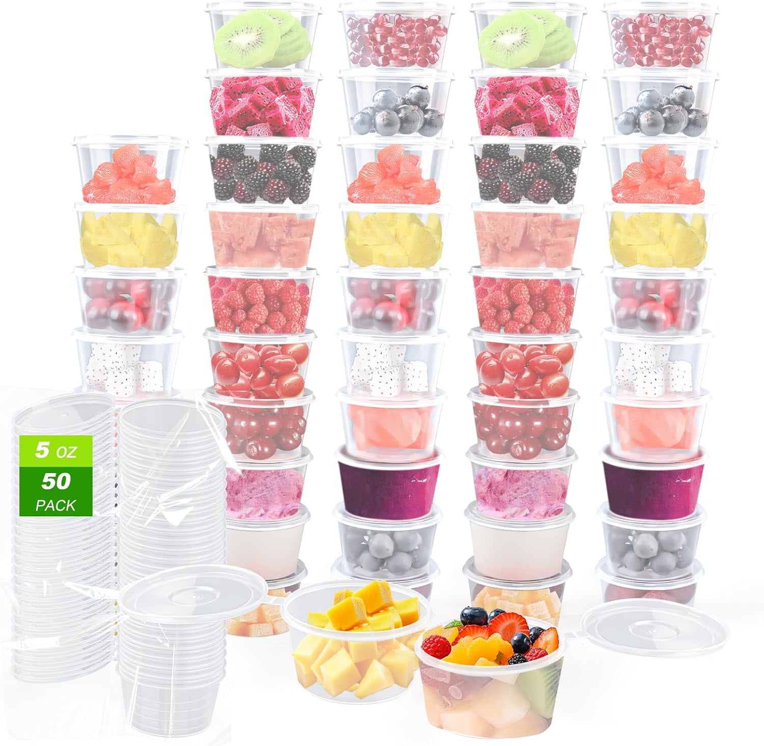 50 Pcs Condiment Containers with Lids, Disposable Small Snack ...