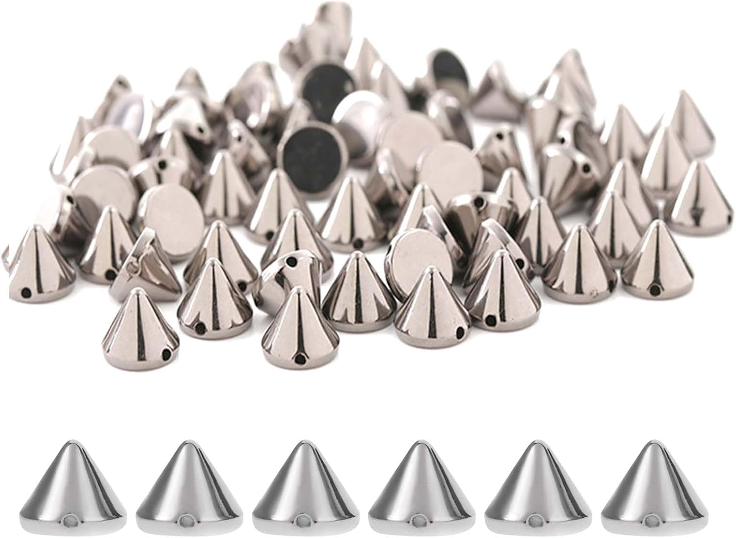 50 Pcs Cone Spikes, Acrylic Bullet Spike Cone Studs, Silver Cone ...