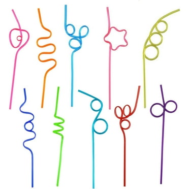 10 Pcs Crazy Straws, Happon Colorful Funny Straws for Kids Reusable ...