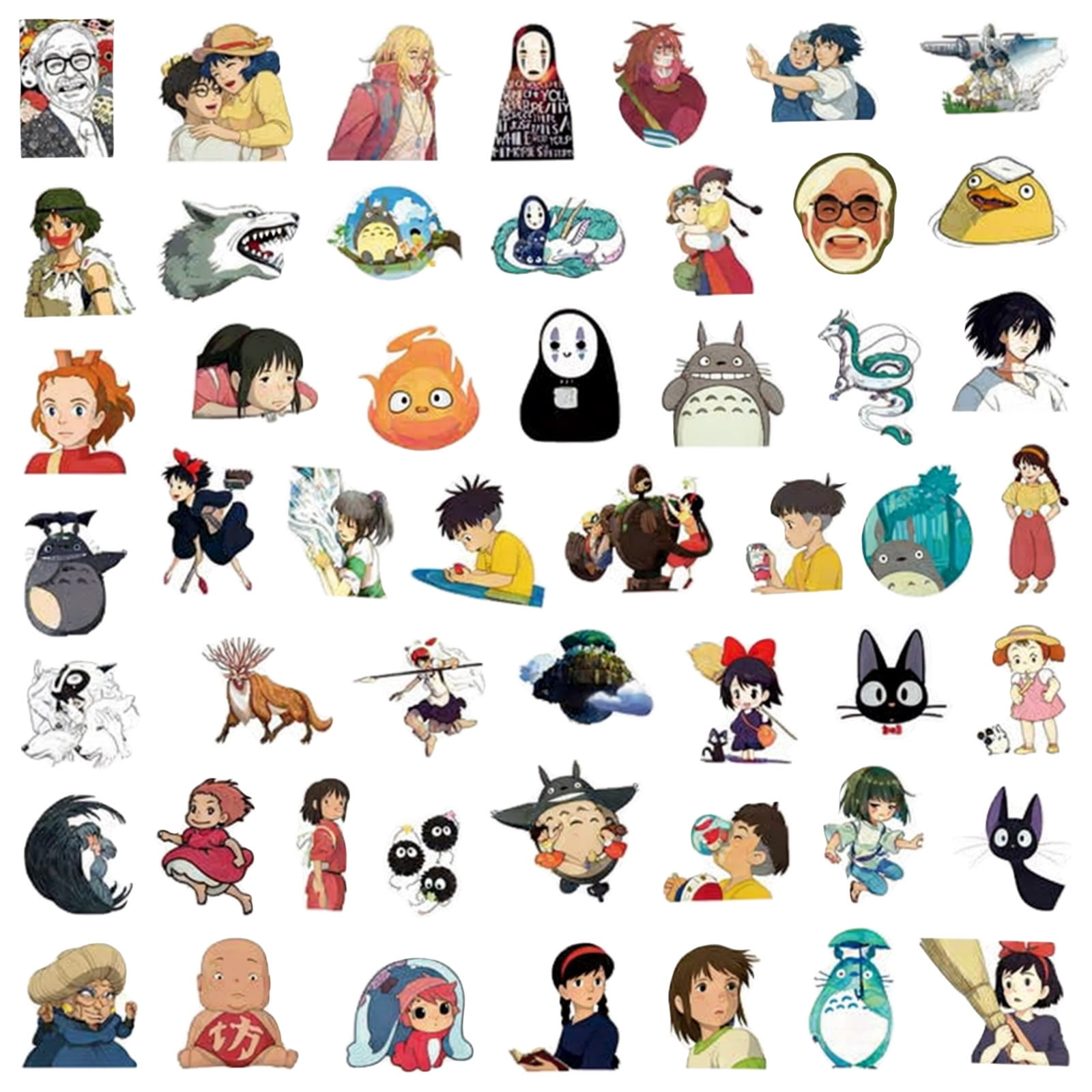 50 Pcs Cute Anime Character Stickers Pack Waterproof Vinyl Decals for ...