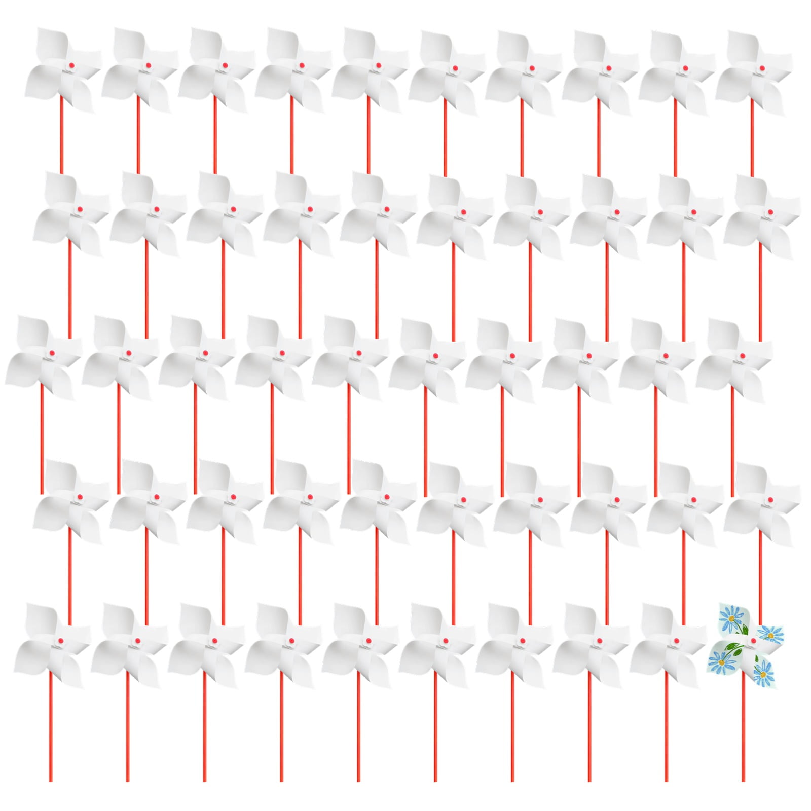 50 Pcs DIY Pinwheels Kit, Blank Pinwheel Craft Set for Outdoor Art ...