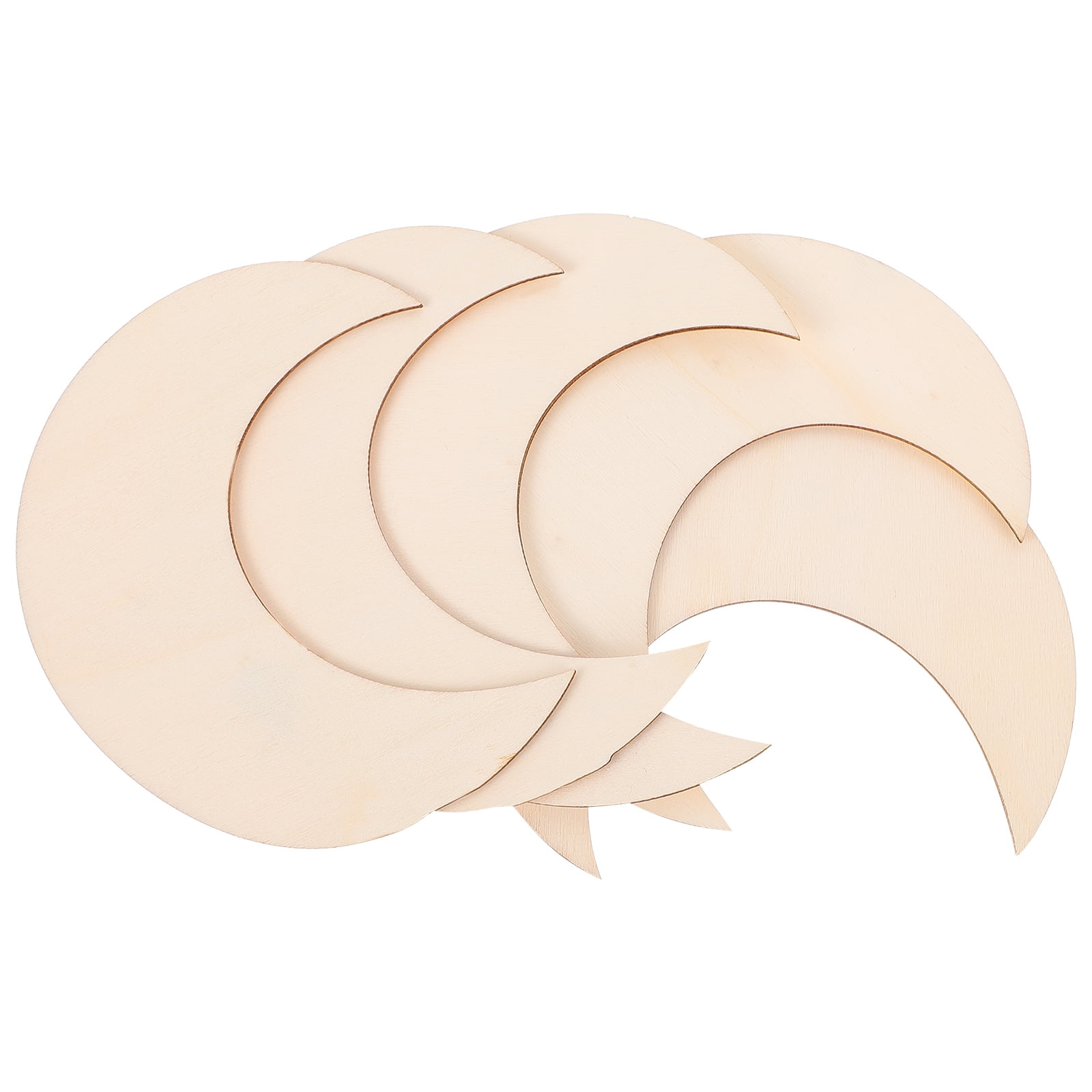 50 Pcs DIY Wood Chips Ornament DIY Graffiti Wood Slice Moon Shaped Wood ...