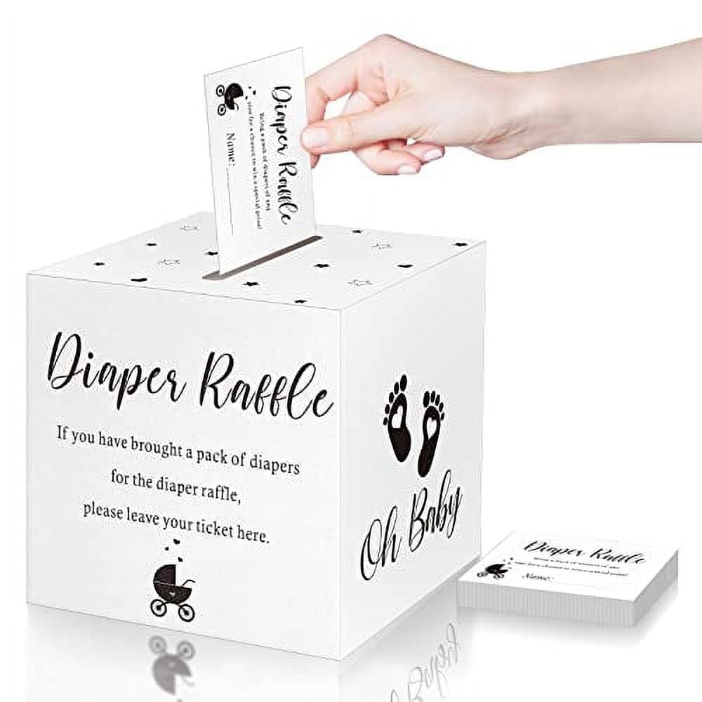 50 Pcs Diaper Raffle Tickets with Box for Baby Shower Game Invitations ...