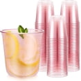 50 Pcs Disposable 12oz Pink Plastic Wine Glasses Clear Classic Cup for ...