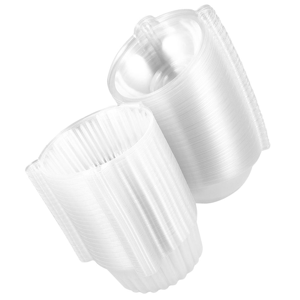 50 Pcs Disposable Cake Box Plastic Container with Lid Cupcake Holder ...