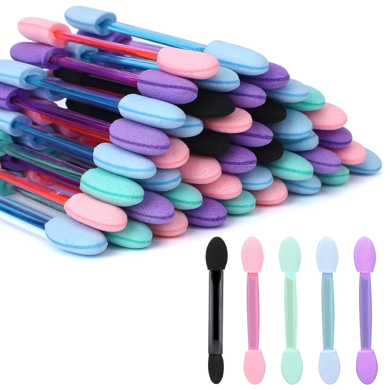 50 Pcs Disposable Double Head Eyeshadow Sponge Brushes Eyeshadow ...