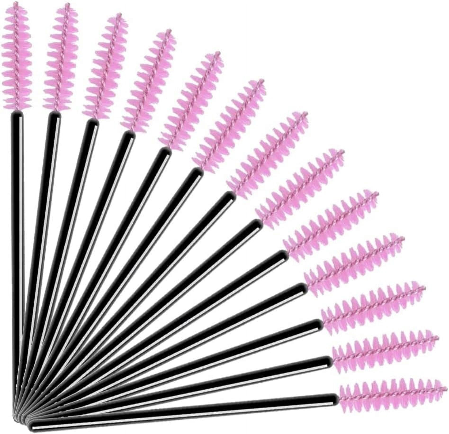 50 Pcs Disposable Eyelash Spoolie Brushes, Pink & Black Makeup Wands ...