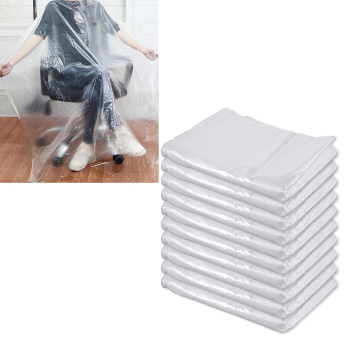 50 Pcs Disposable Hair Cutting Capes, 35" x 51" Waterproof Barbershop ...