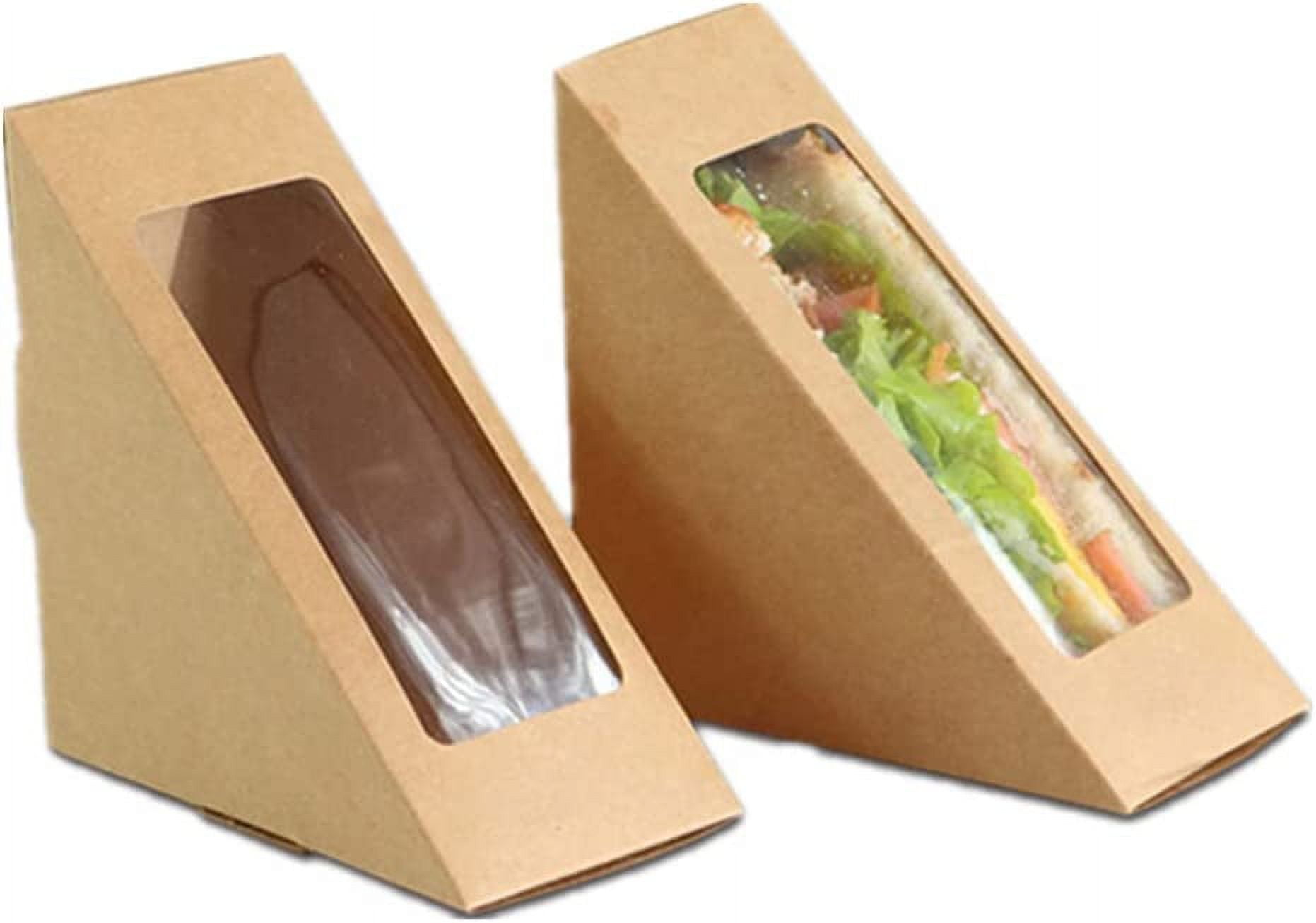 50 Pcs Disposable Paper Cake Box-BPA-Free- Small Sandwich Wedge Box, 4. ...