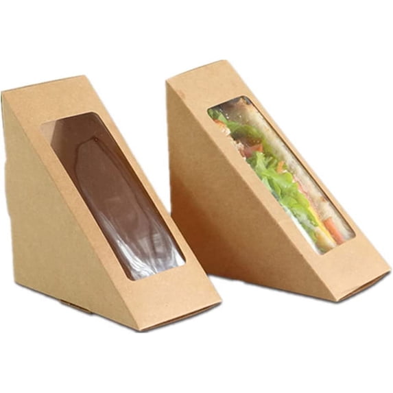 50 Pcs Disposable Paper Cake Box-BPA-Free- Small Sandwich Wedge Box, 4. ...