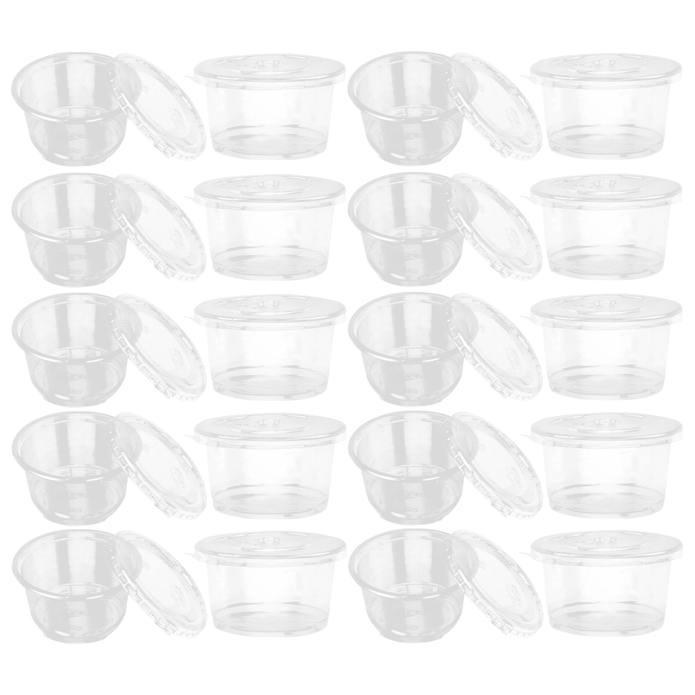 50 Pcs Disposable Pudding Cup Shot Cups Yogurt Ice Cream with Lid Bowl ...